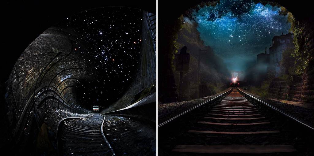 Tunnel hyperspatial (image personnelle et image IA) by Henri Manguy, Mixed media | Art Limited