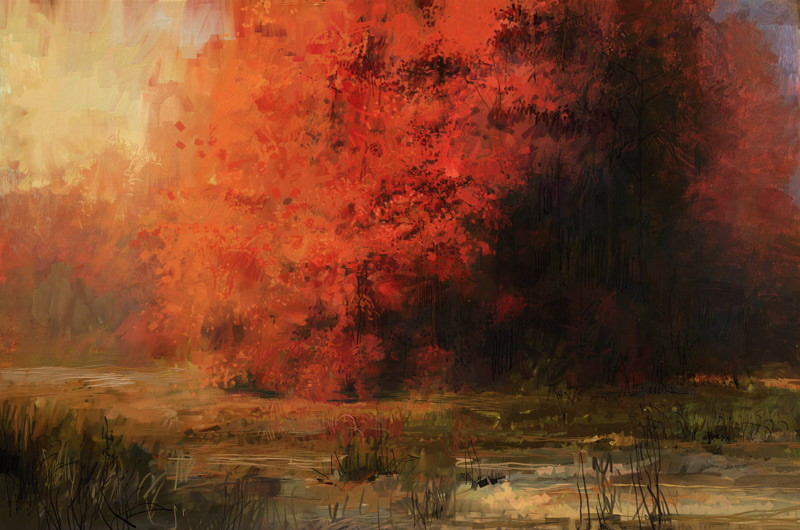 Red Forest by Łukasz Pazera, Painting | Art Limited