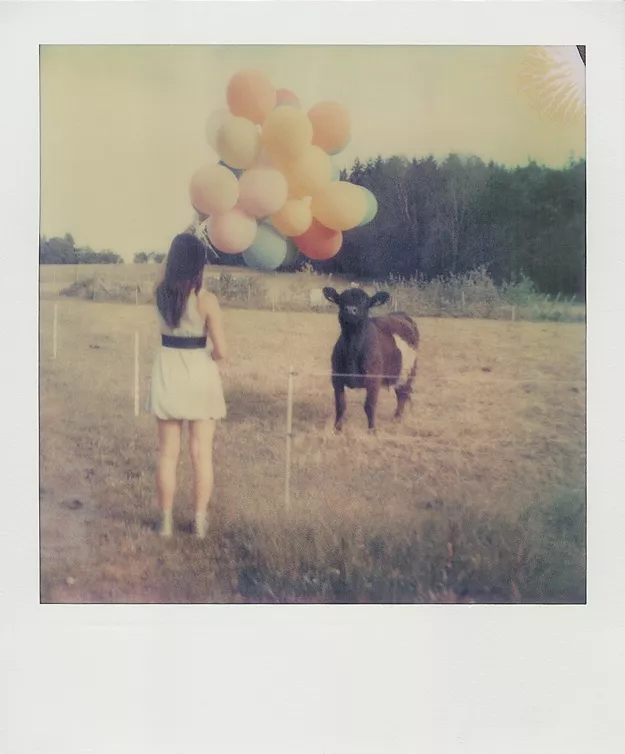 Lilly, Ballons And A Cow by Monika Brand, Photography, Instant film ...