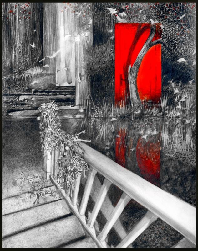 What Happens Behind The Red Door by Joanna Smielowska, Drawing, Mixed ...