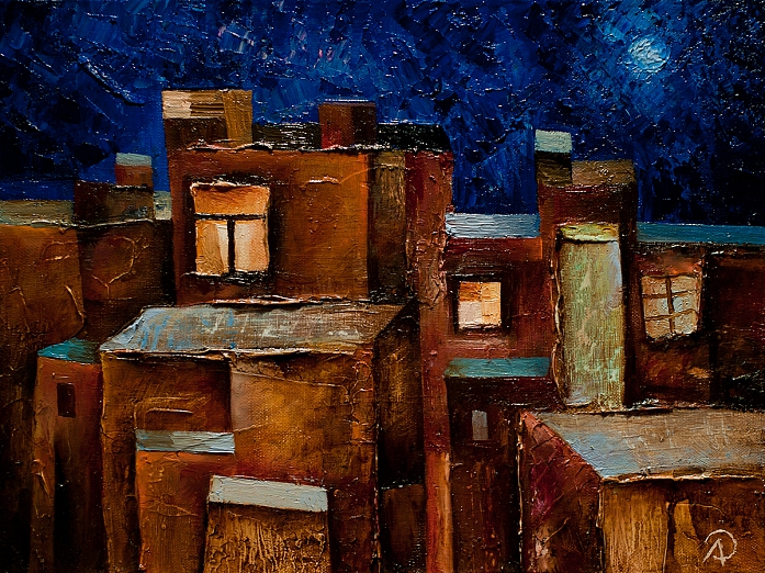 Windows At Night by Dmitri Albert, Painting, Oil | Art Limited