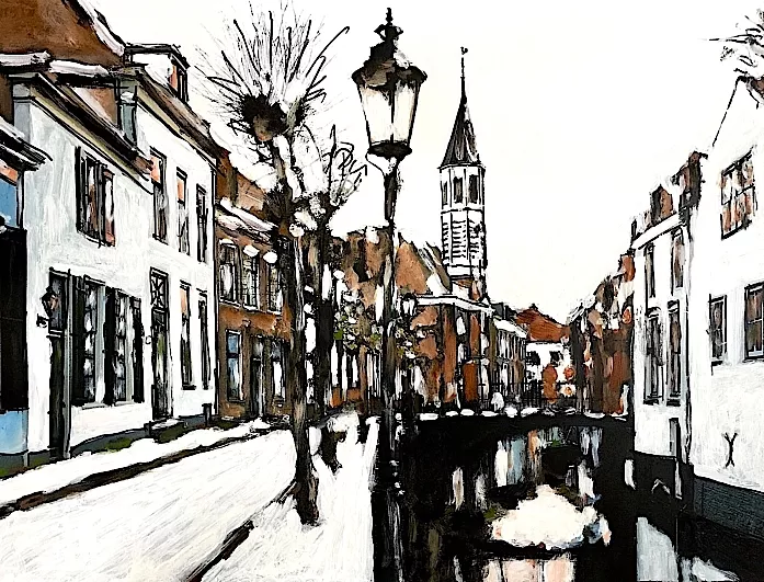 Langegracht Met Elleboogkerk, Amersfoort, Nl by Jos Letschert, Painting ...