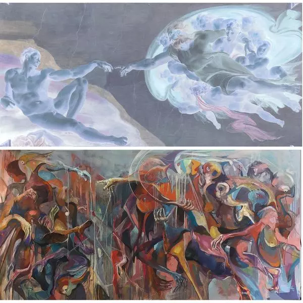 Human Betray God Untitled by Loi Duc, Mixed media, Composition