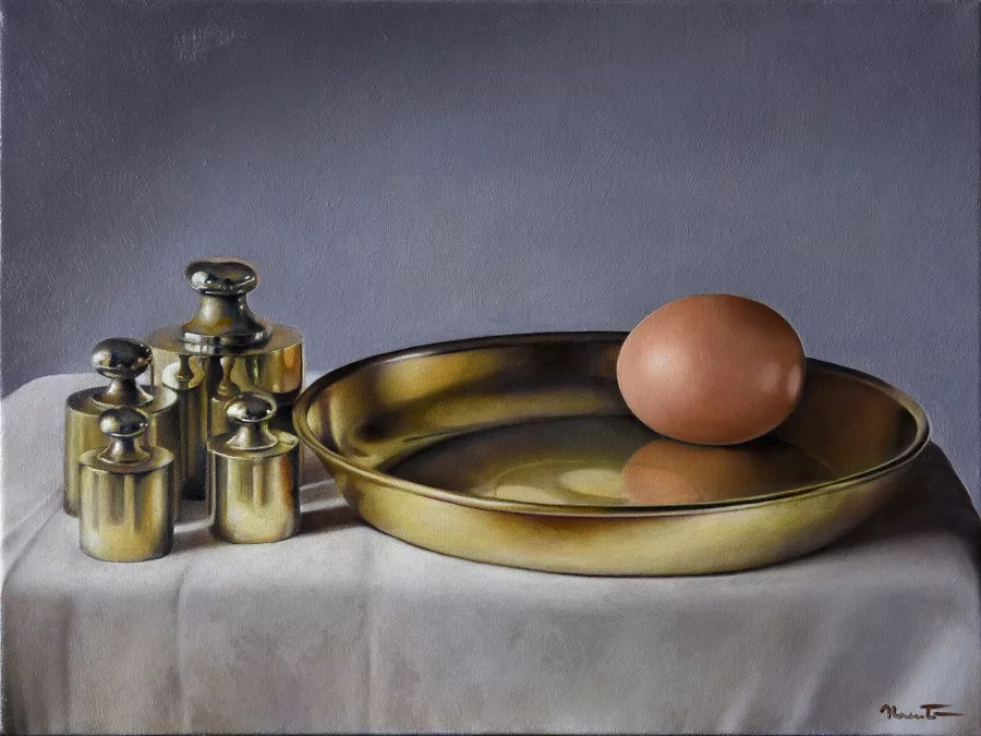 Natura morta con pesi by Antonio Nasuto, Painting, Oil | Art Limited