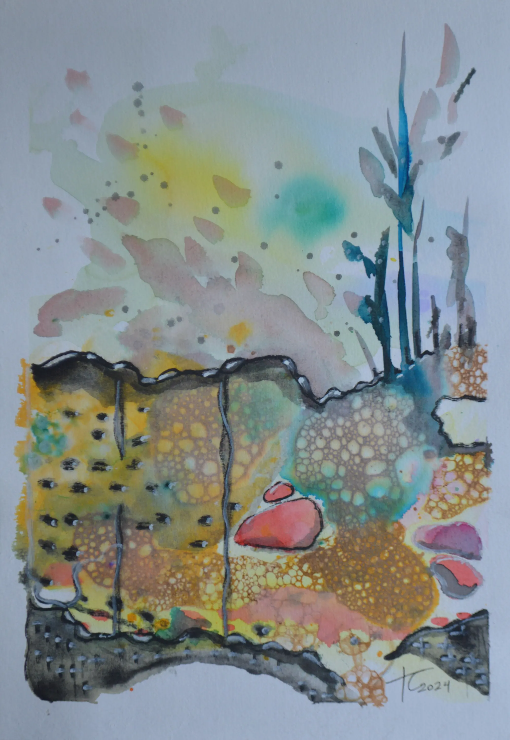 abstract river drawing