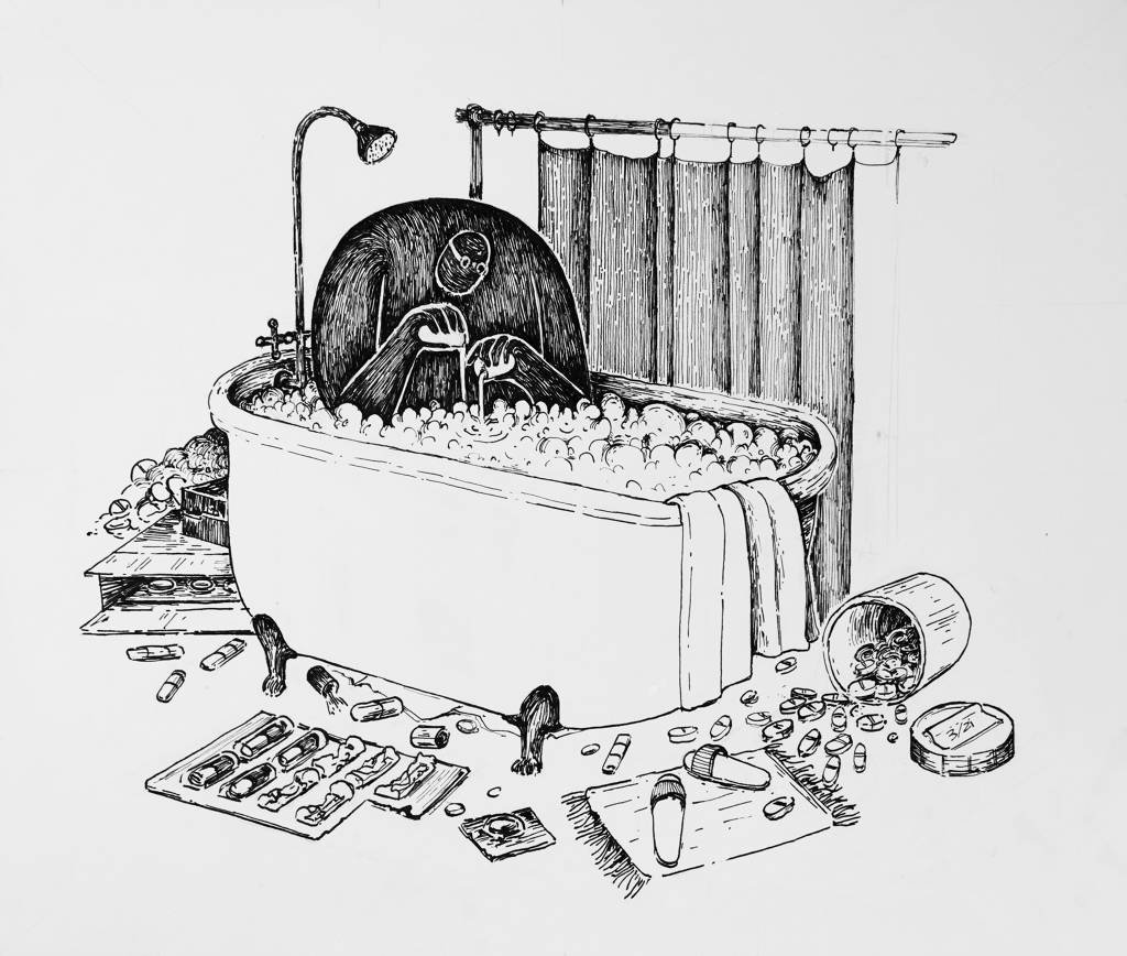Zoloft Bath by Teodora Savu, Drawing, Ink | Art Limited