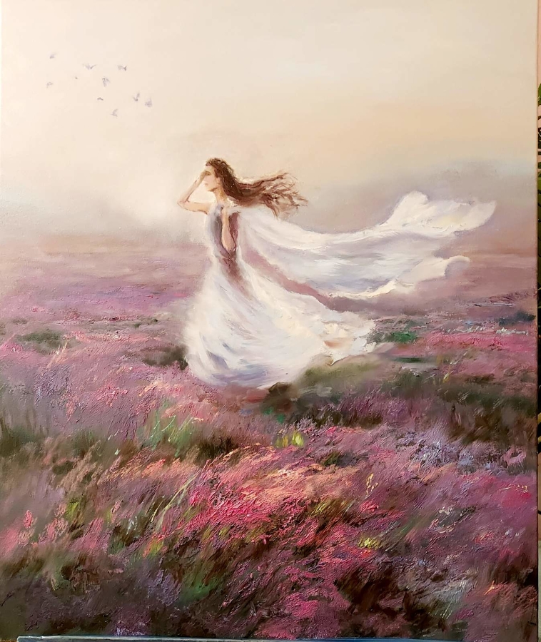 Girl In The Wind Painting