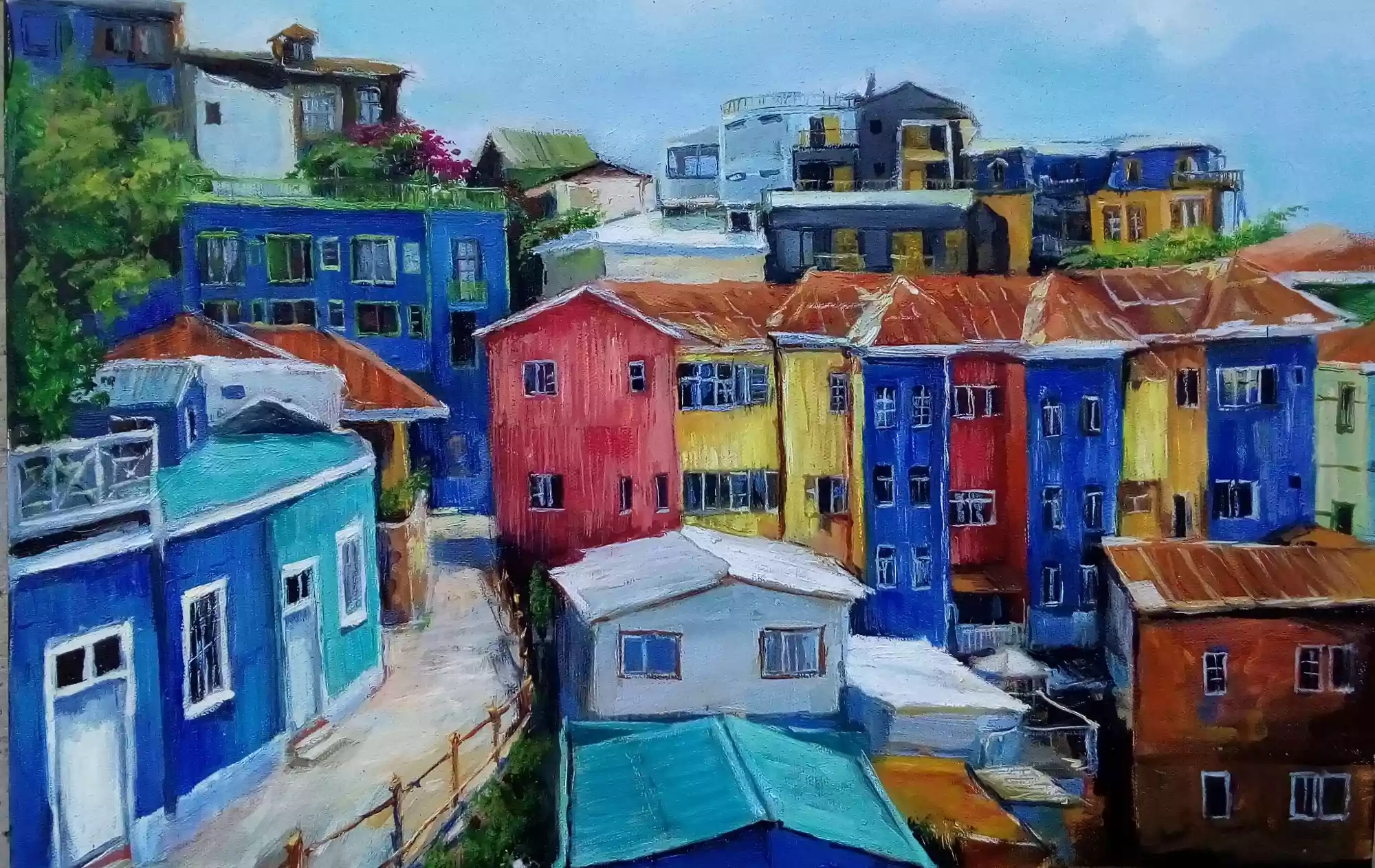 Bright colors of Valpo by Tatiana Tarasova, Painting, Oil | Art Limited