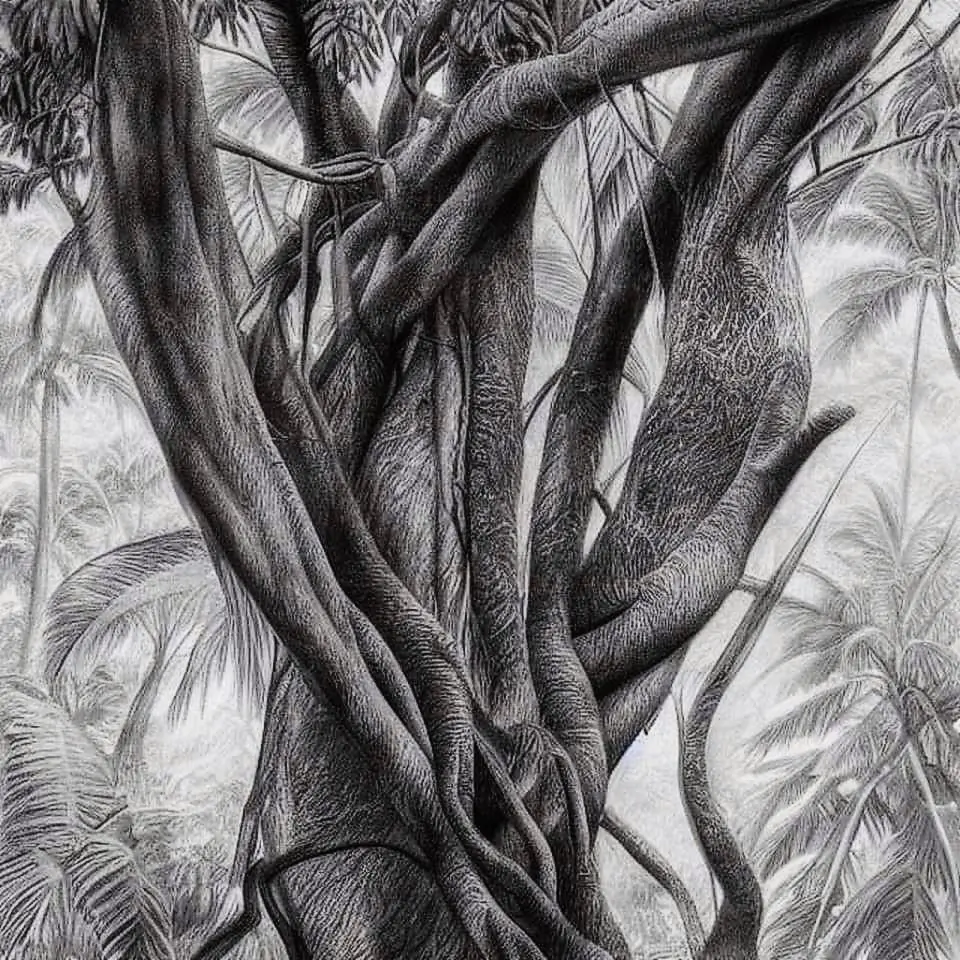 Rainforest Pencil Drawing