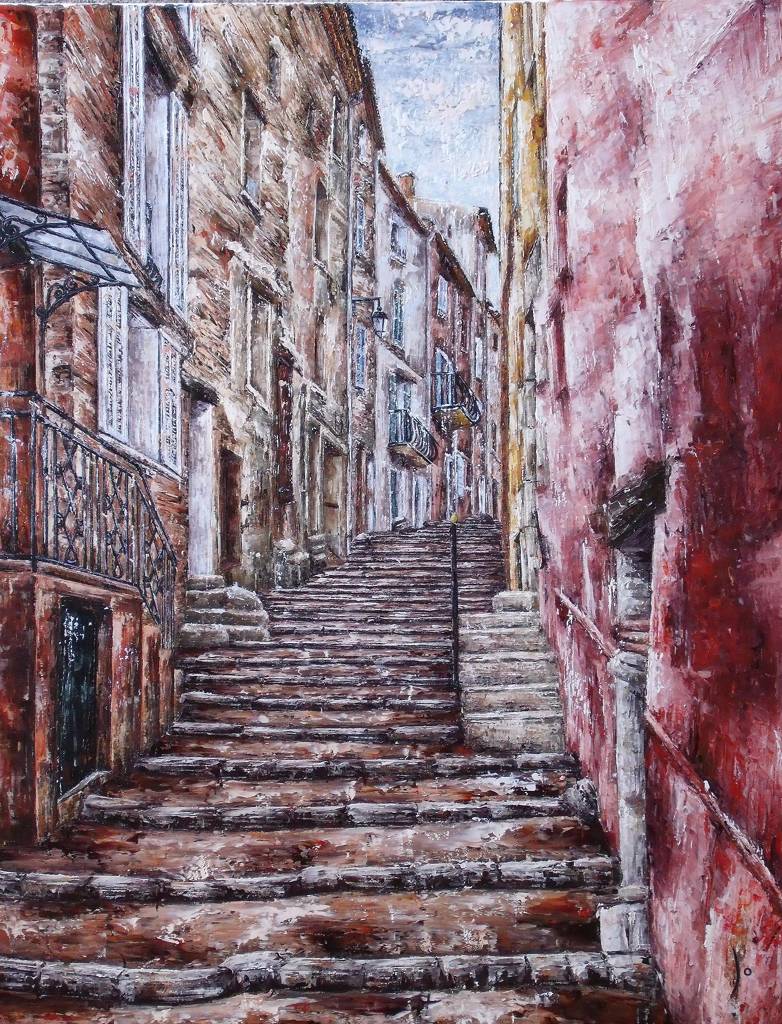 Ruelle a colioure par Laurence Dubois, Peinture, Huile | Art Limited