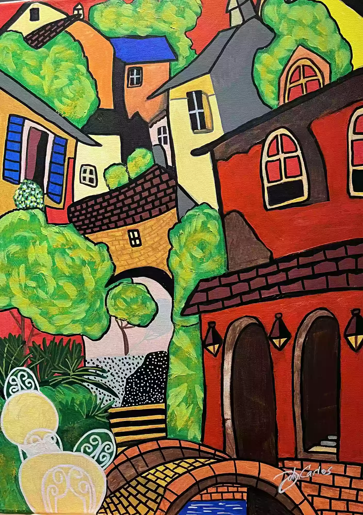 Crooked Town by John Carlos Furtado, Painting, Acrylic | Art Limited