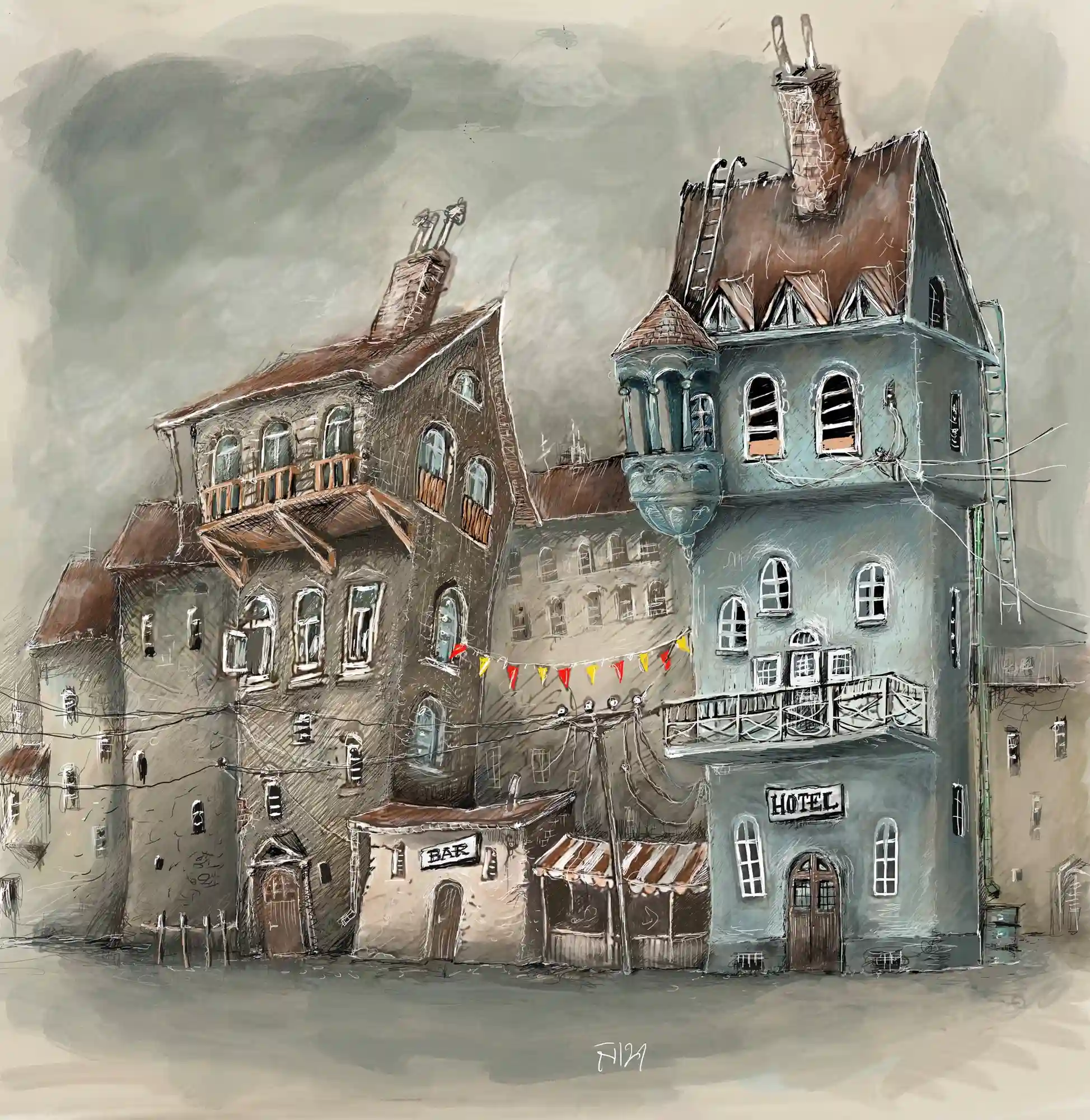 Bar by Lu Dafi, Drawing, Mixed media | Art Limited