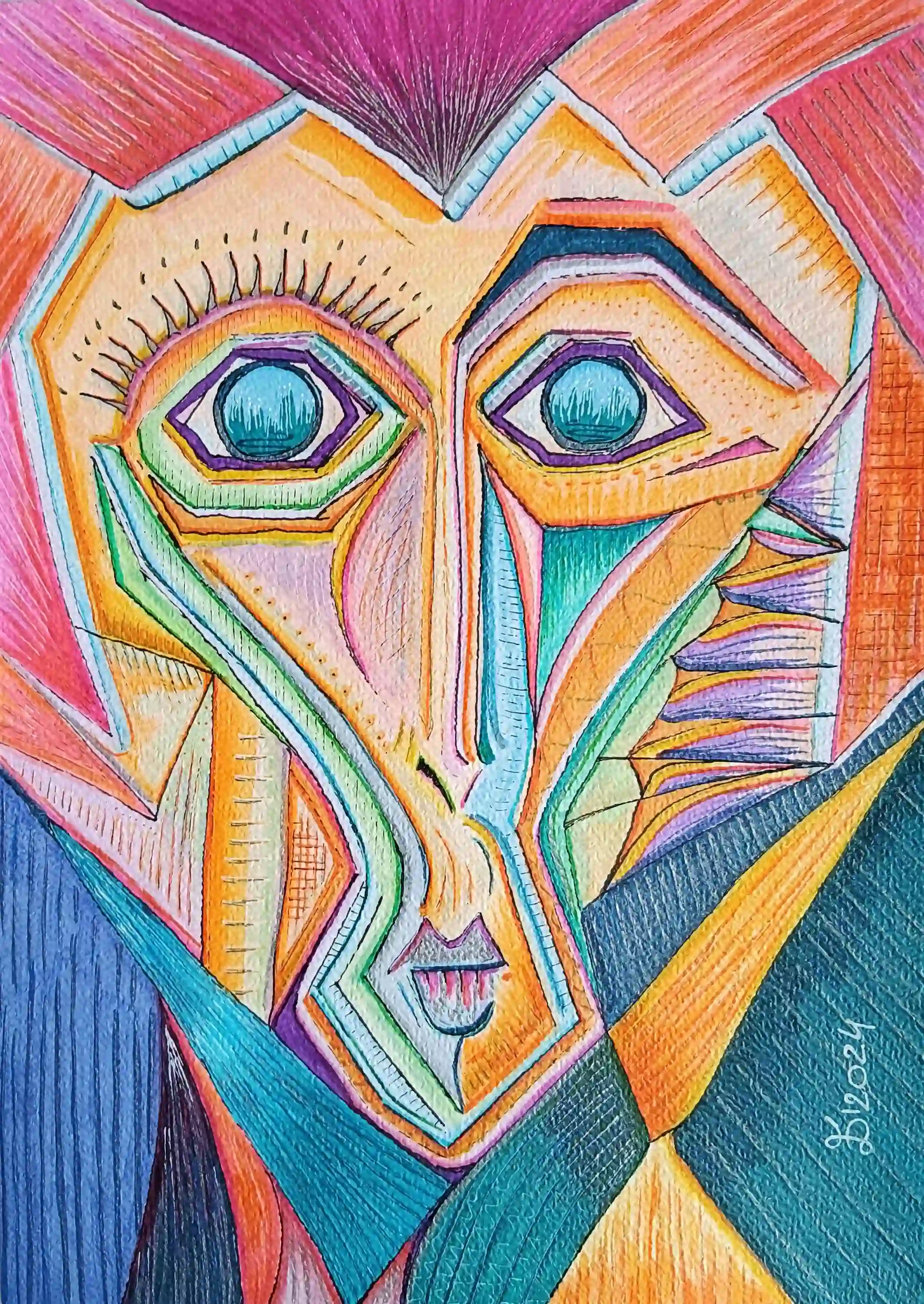 abstract human face drawing